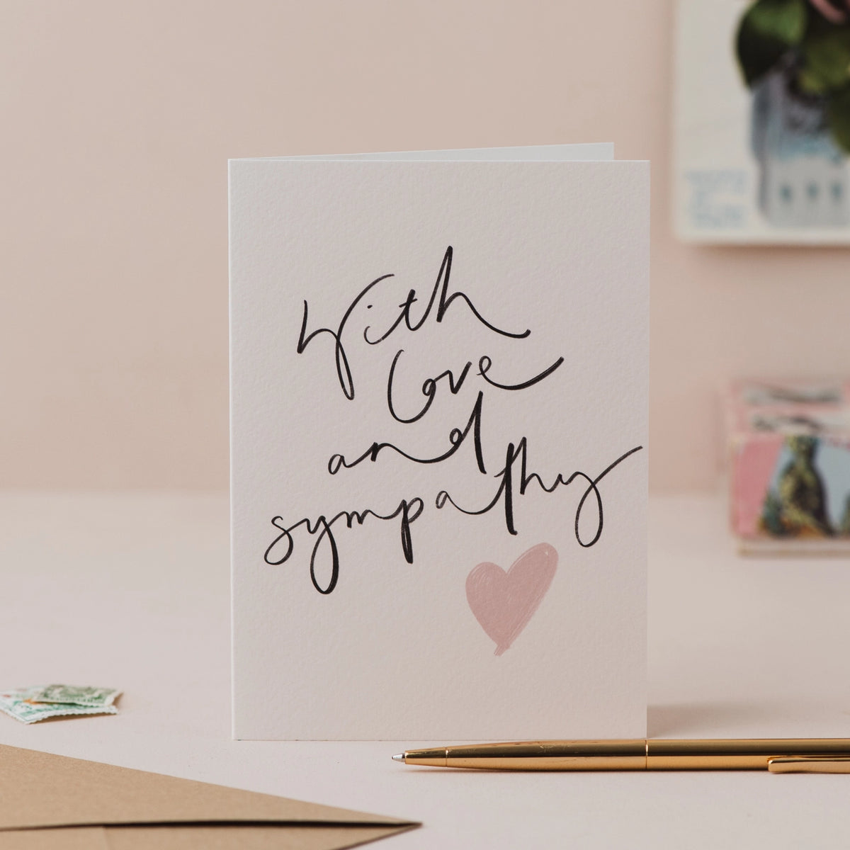 ‘With Love and Sympathy' Hand Lettered Card – Happydashery